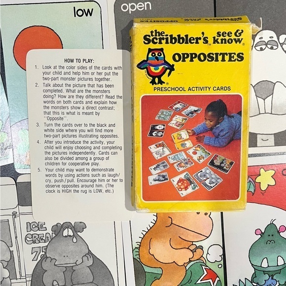 Toys | Preschool Activity Cards Opposites Scribblers See Know Vintage ...